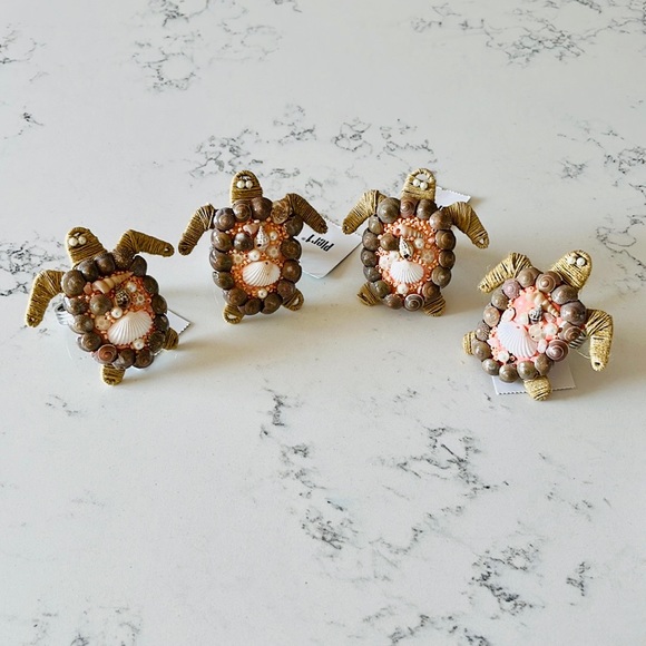 Pier 1 | Dining | Pier Turtle Beaded Shell Napkin Rings Set Of 4 | Poshmark